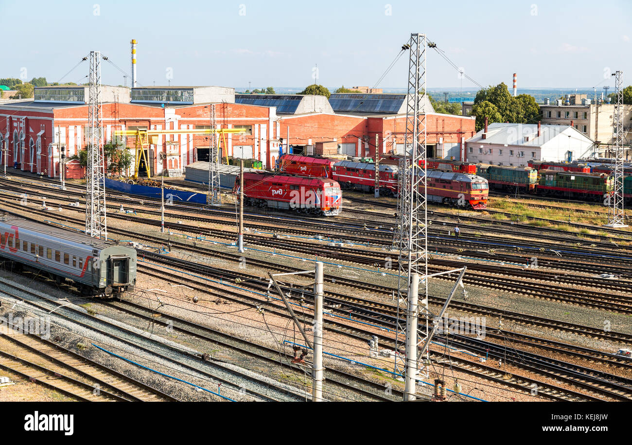 Samara, Russia - September 16, 2017: View on the railway track with ...