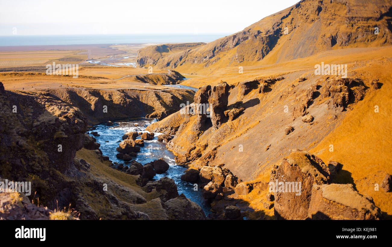 Iceland, mountain river with strong flow, beautiful landscape Stock ...
