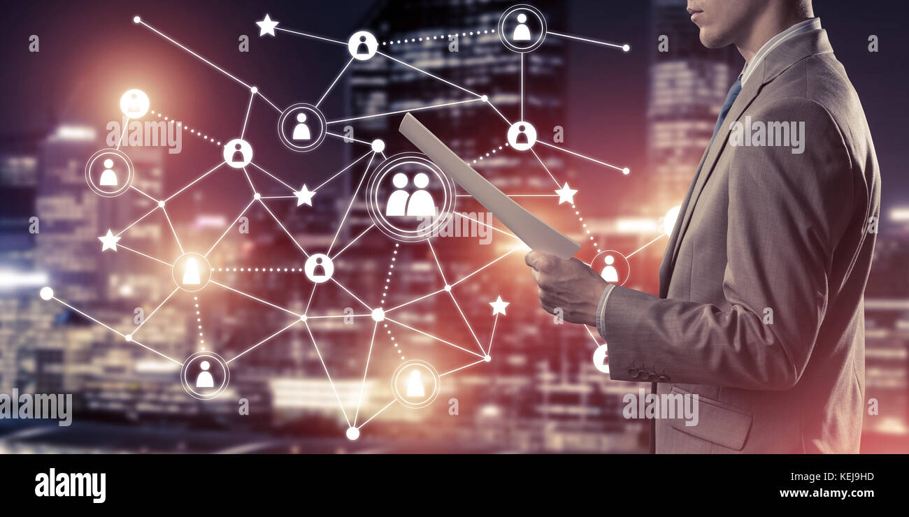 Concept of modern business networking that connect and cooperate Stock ...