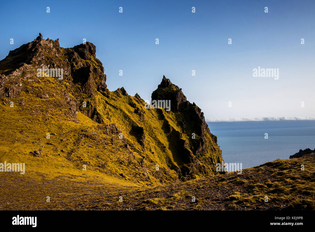 Iceland, high mountain cliff. Beautiful landscape ocean and rocks Stock ...