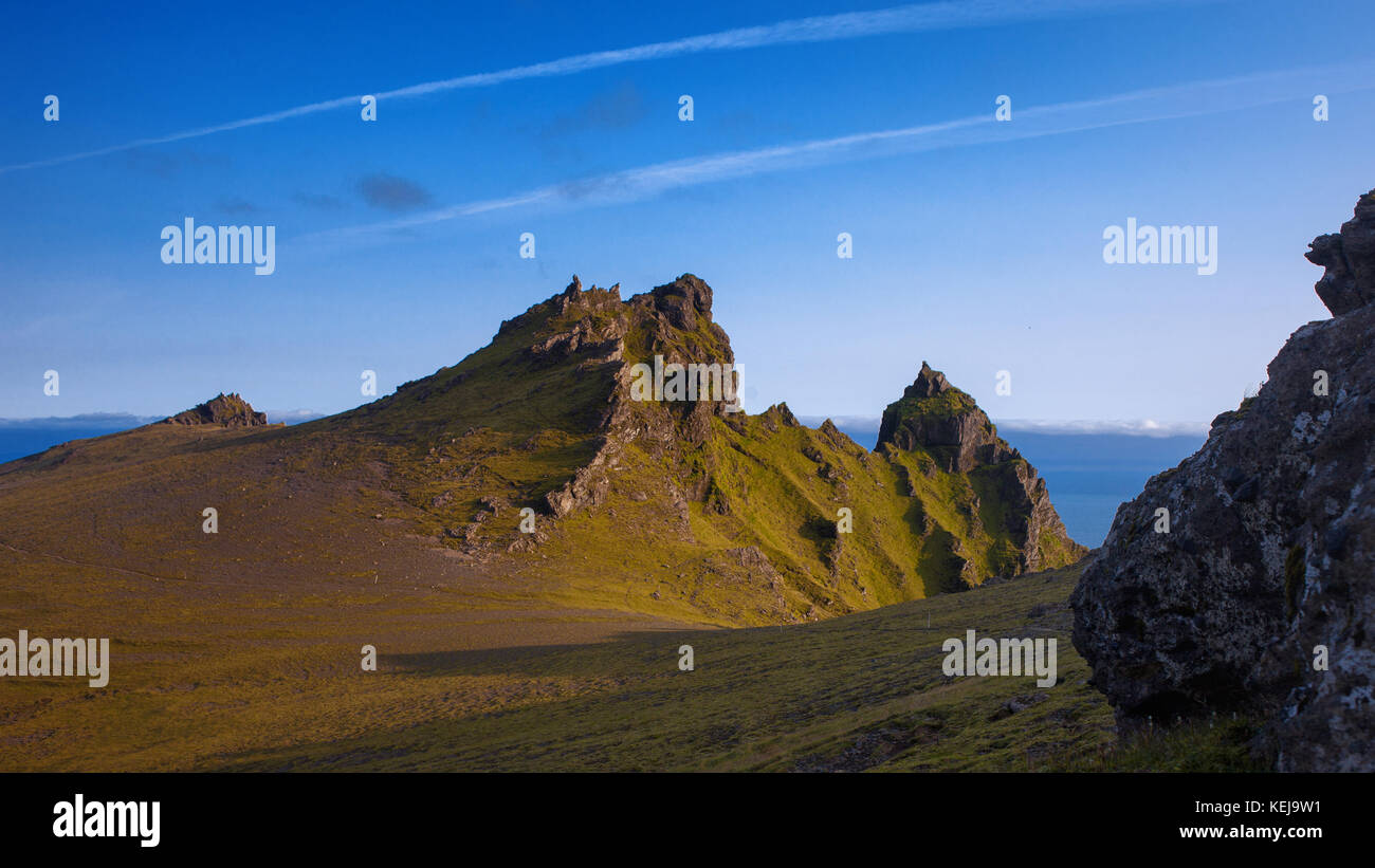 Iceland, high mountain cliff. Beautiful landscape ocean and rocks Stock ...