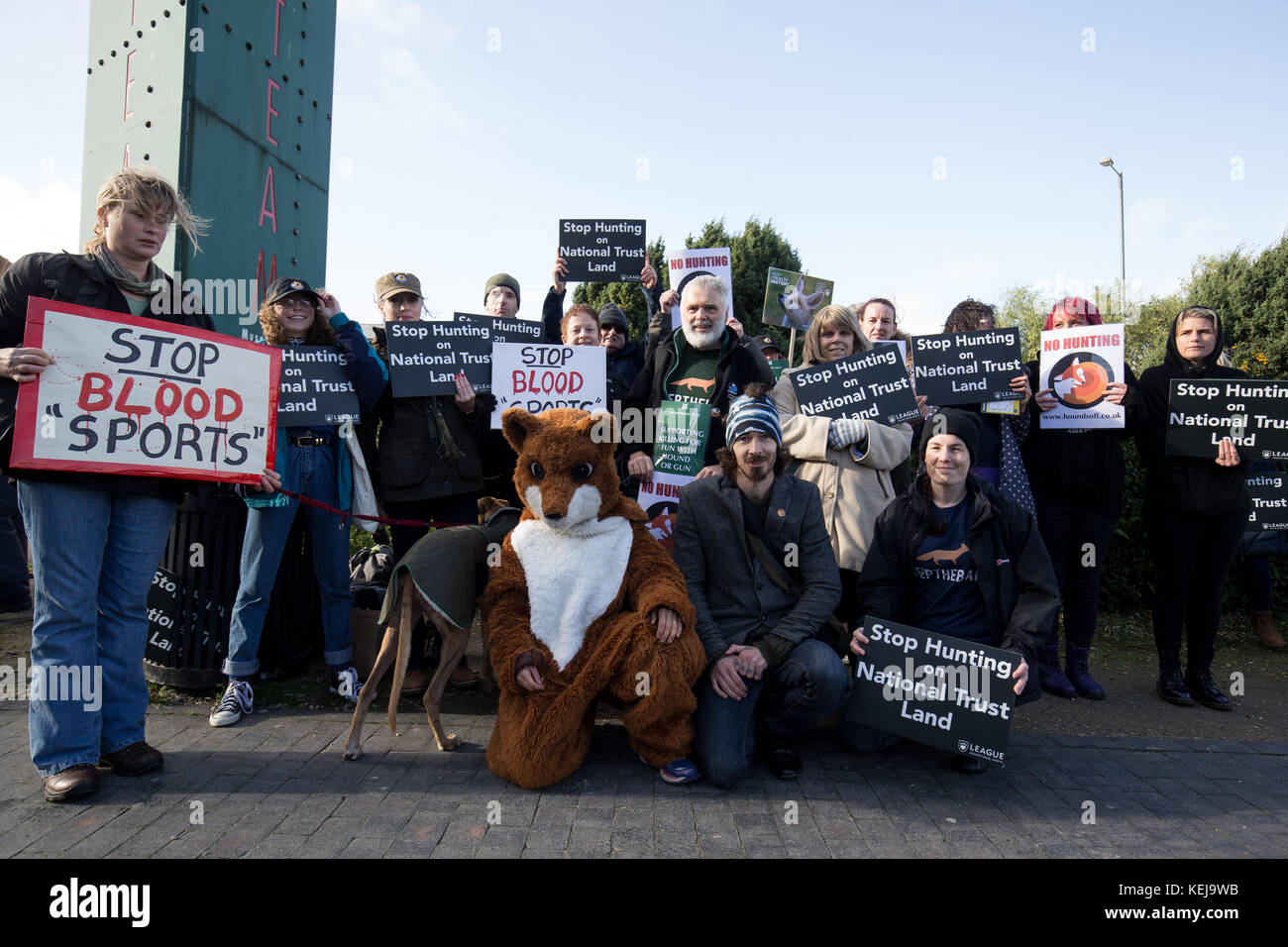 Anti-hunt campaigners outside the National Trust AGM at the Steam ...
