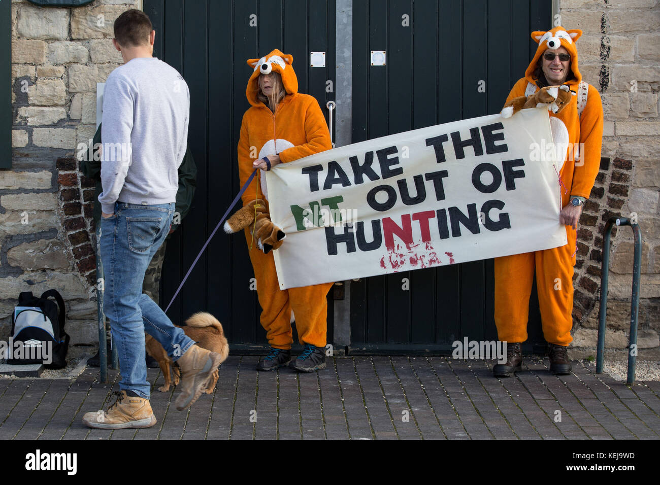 Anti hunt campaigners outside national trust agm steam museum High ...