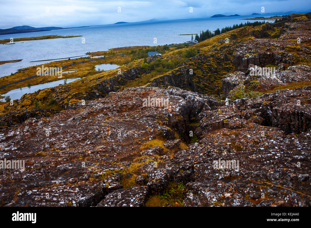 Eurasian and North American tectonic plates. Mountain landscape in ...