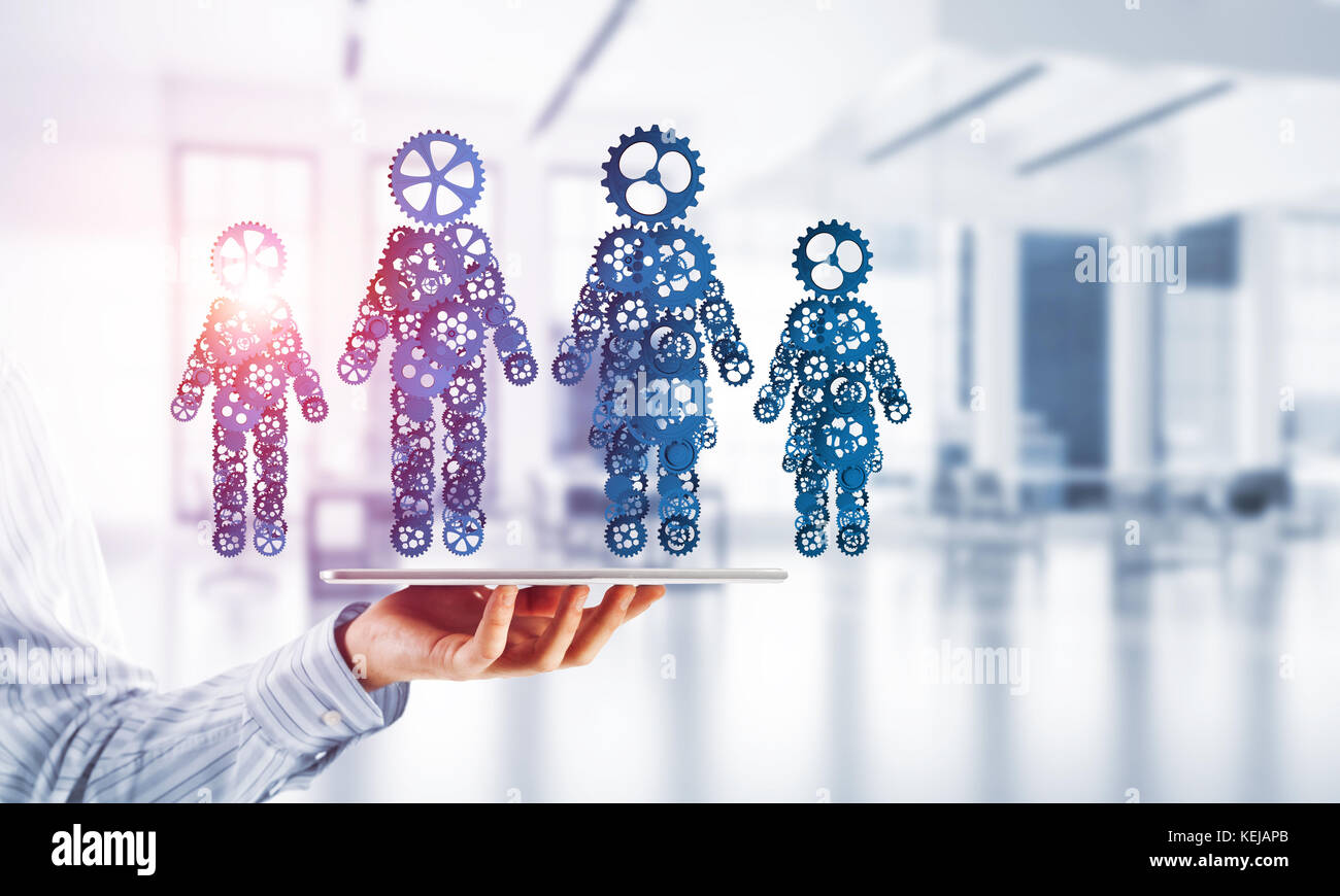 Concept of cooperation or maybe family with two figures presenting ...