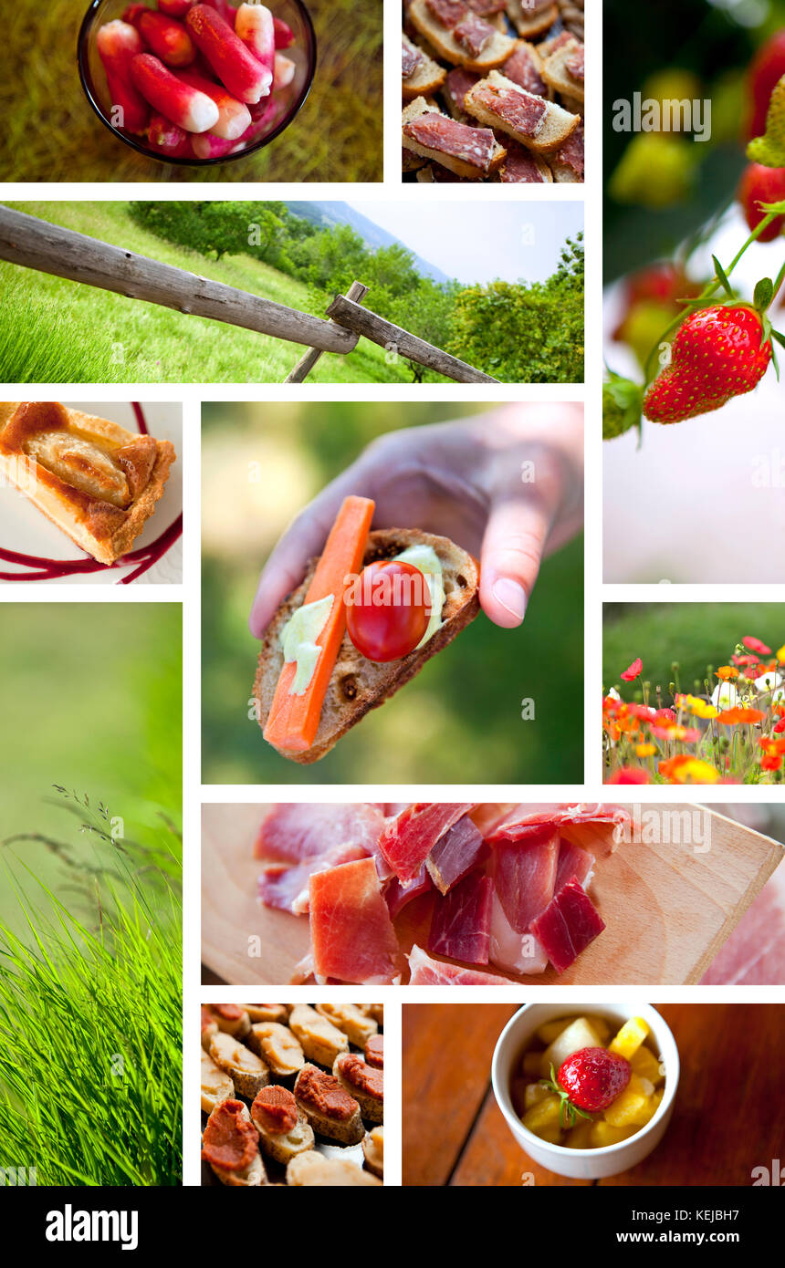 Various images on a collage about Summer picnic theme Stock Photo - Alamy