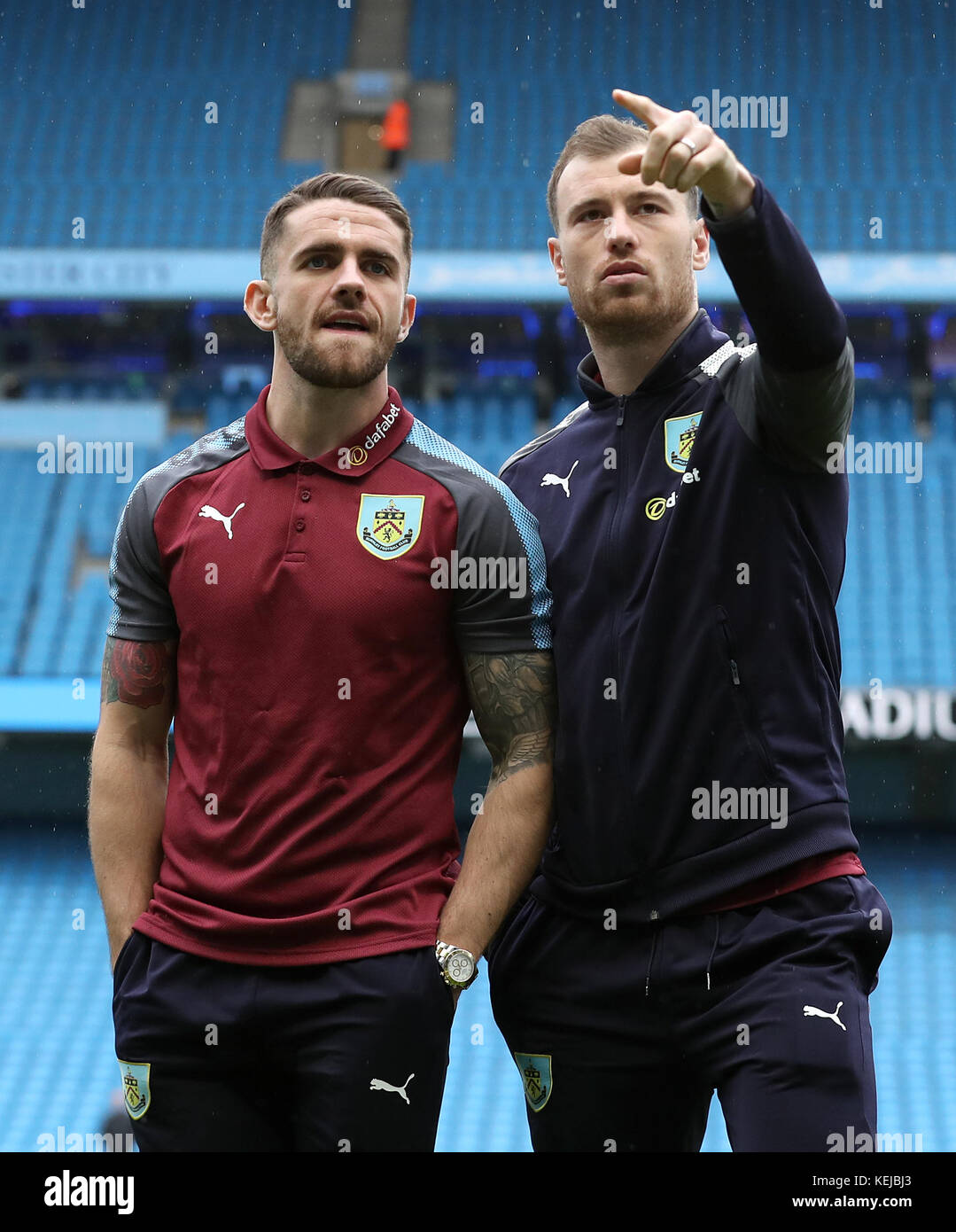 Burnley's Robbie Brady (left) and Ashley Barnes before the Premier ...