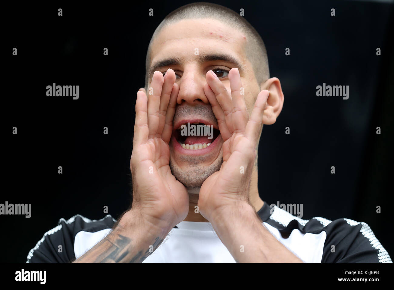 Newcastle United's Aleksandar Mitrovic before the Premier League match ...