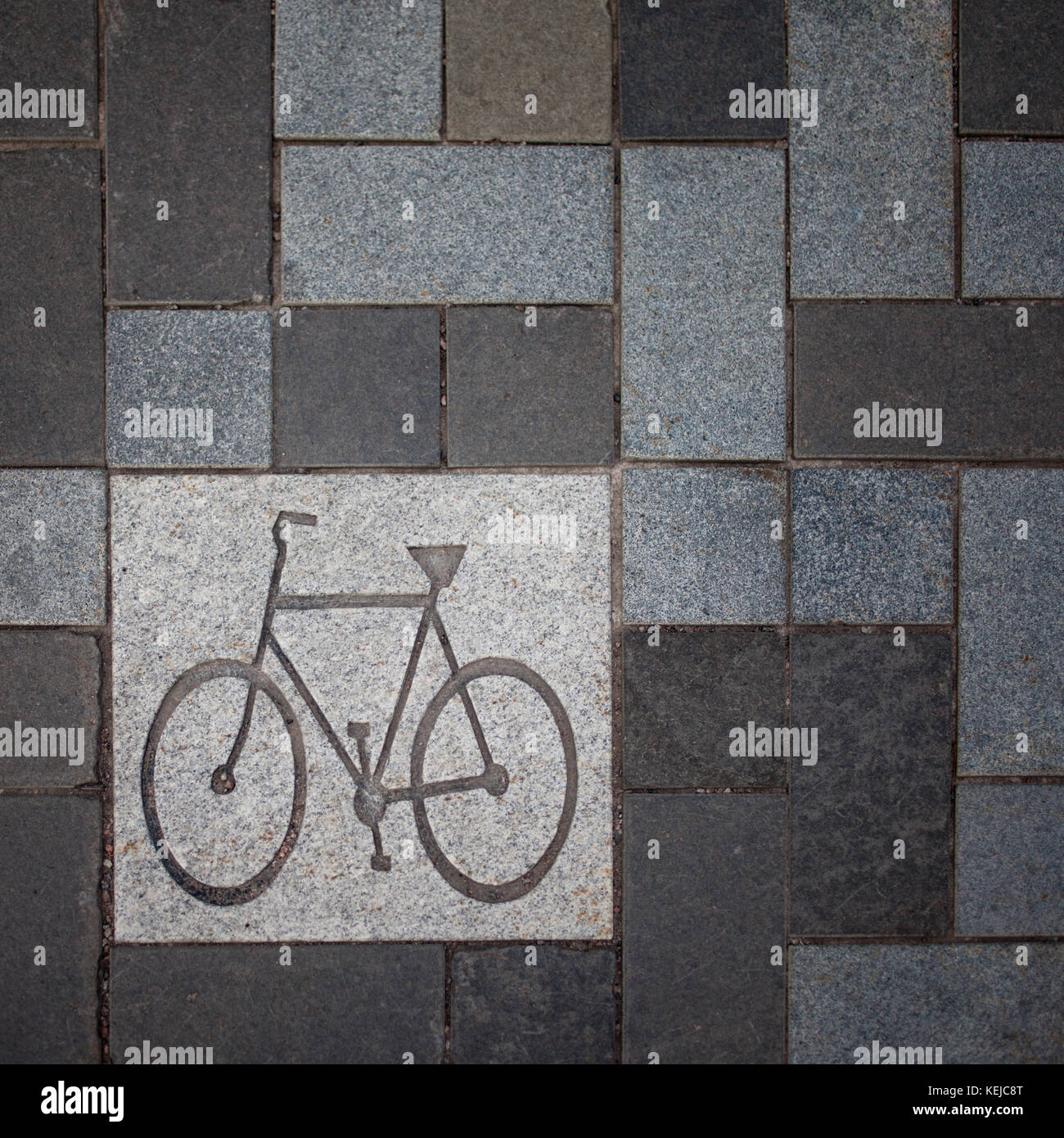 Bike path pavers road sign hi-res stock photography and images - Alamy