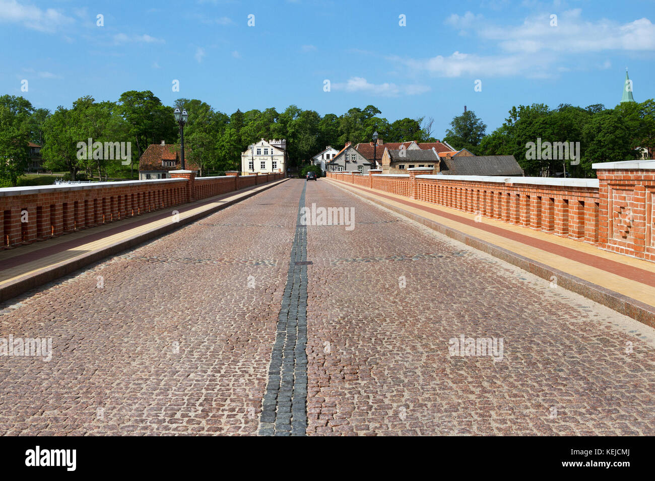 Wide bridge above river in Kuldiga, Latvia Stock Photo - Alamy