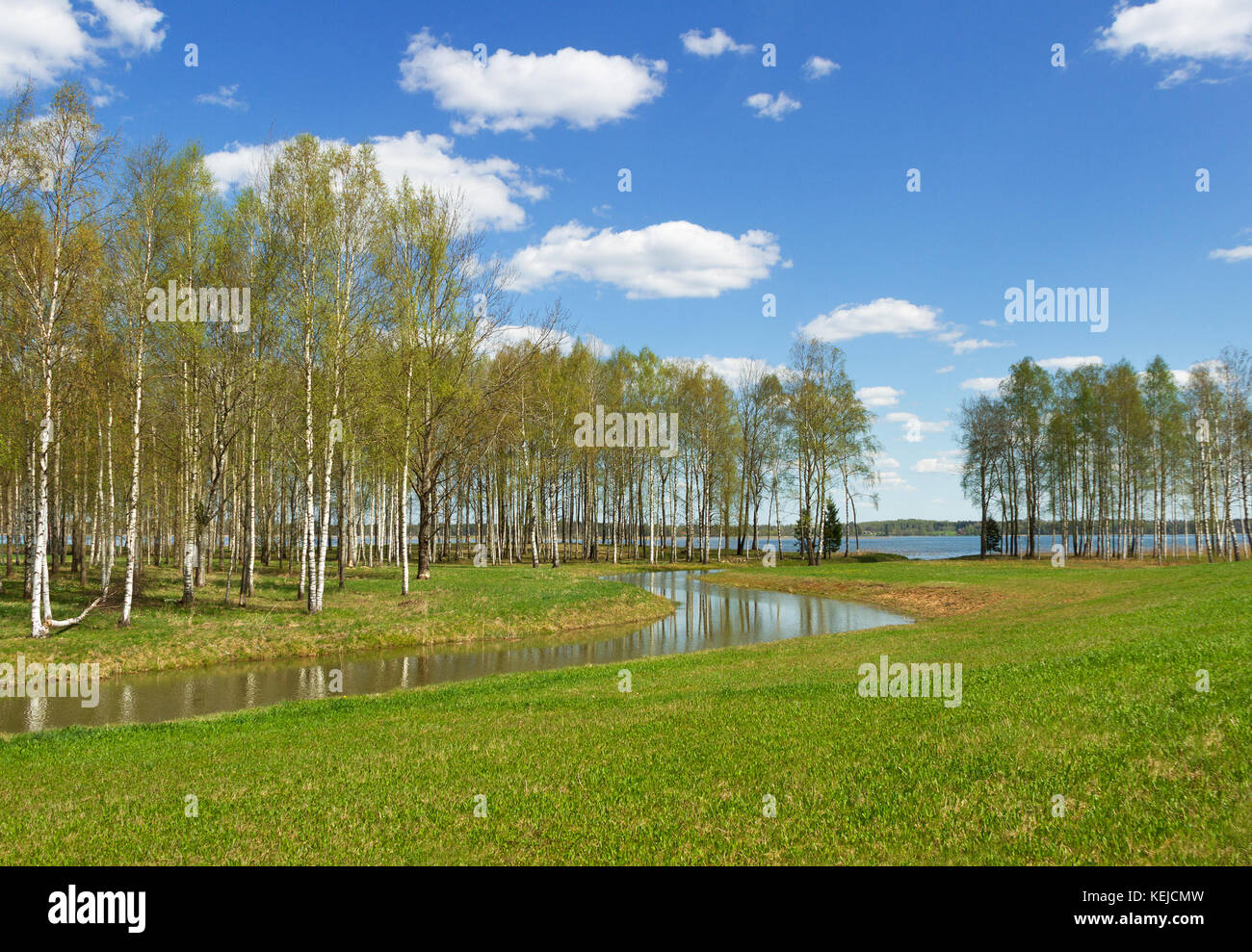 Spring lake landscape Stock Photo - Alamy