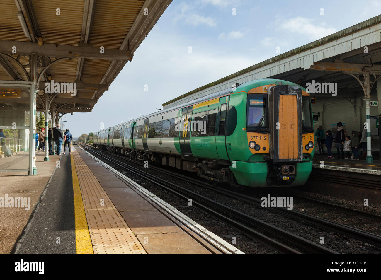 Southern railway train on Southwick station, West Sussex, England Stock ...