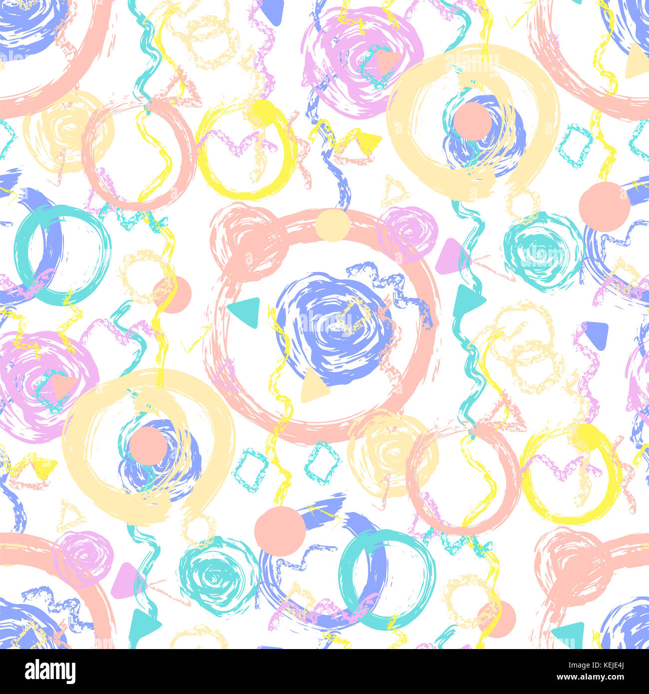 Creative trendy seamless pattern with geometric shapes. Hand drawn ...