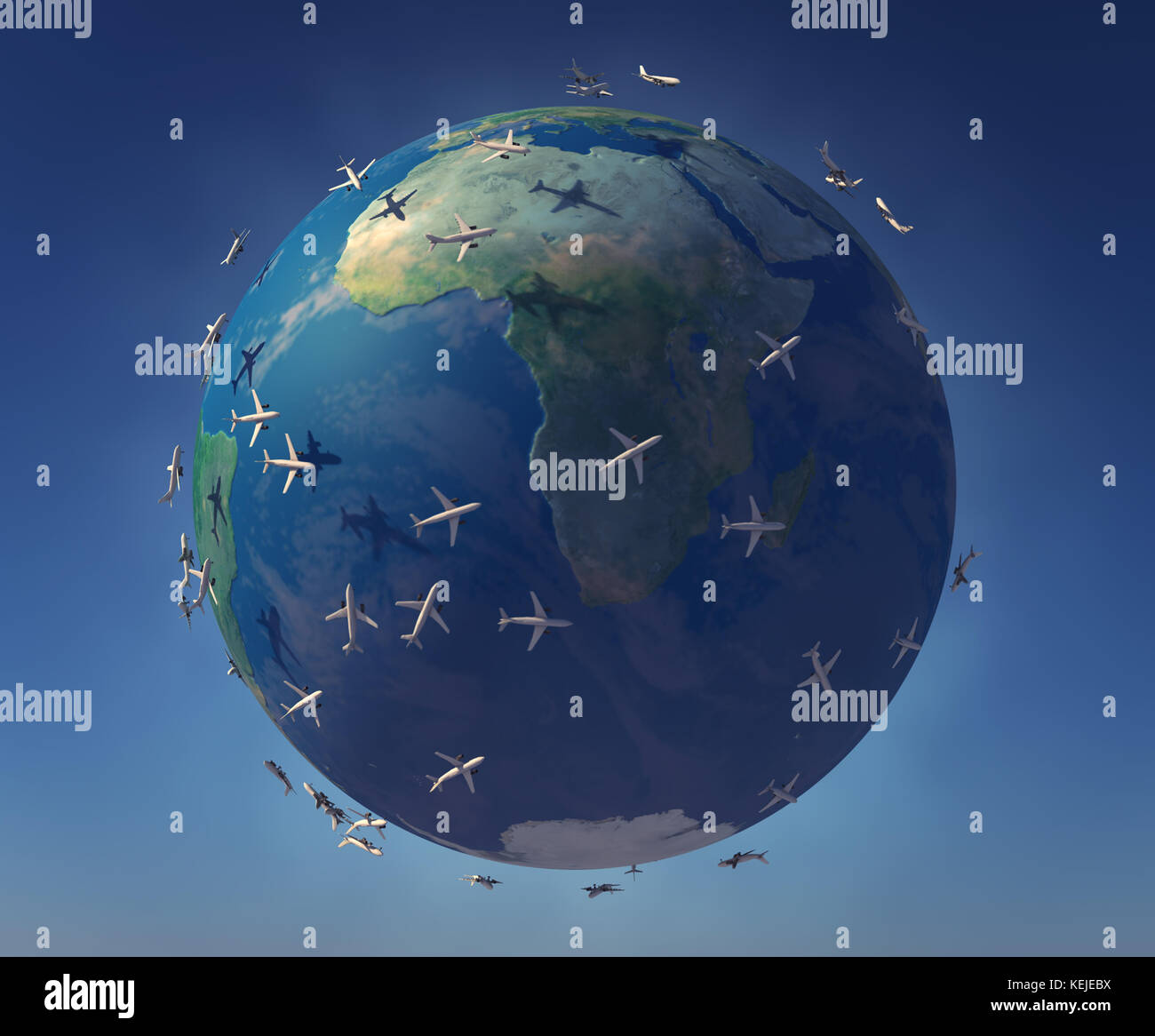 3d render. Planet earth and planes Stock Photo - Alamy