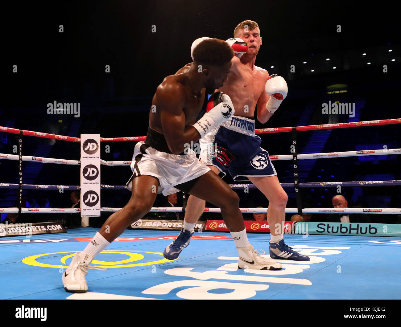 Joe Fitzpatrick (right) and Mwenya Chisanga in action during their ...