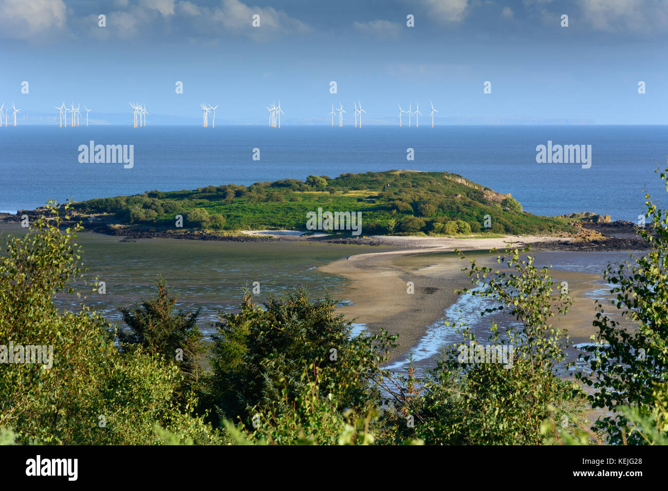 Rough Island and Robin Rigg Wind Farm on the North Solway Coastline ...