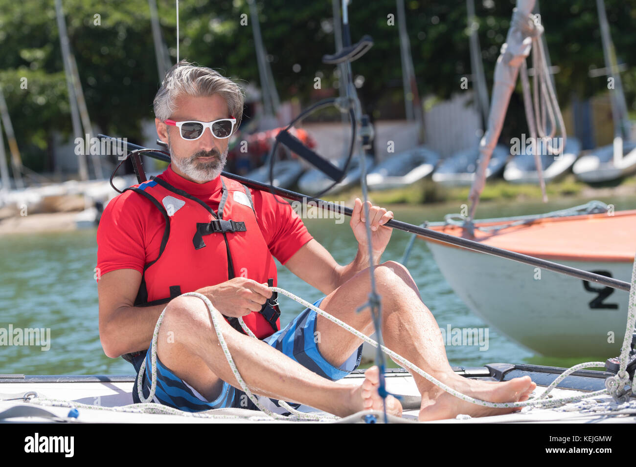 sailing on a lake Stock Photo - Alamy