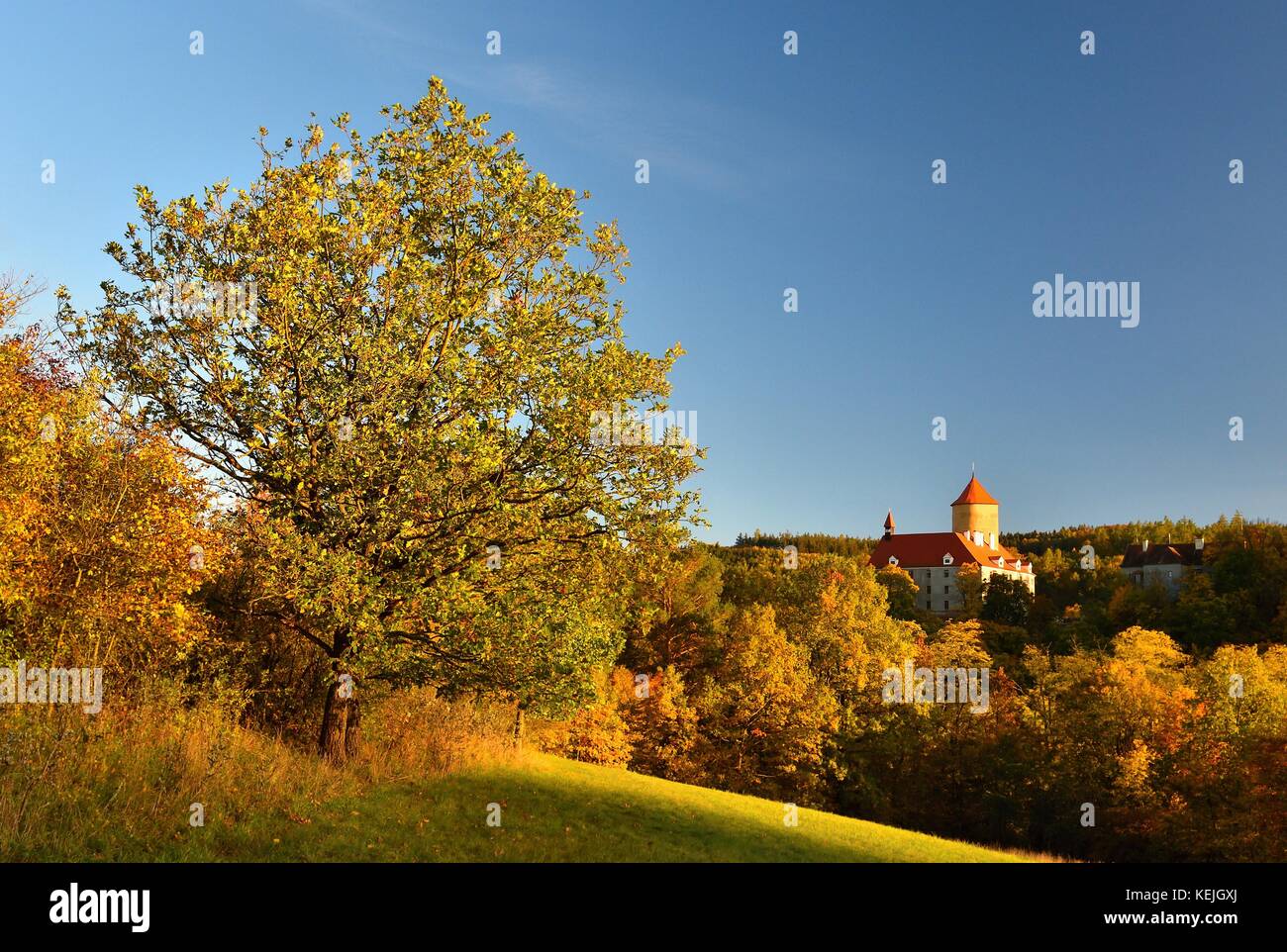 Beautiful Autumn Landscape with Veveri Castle. Natural colorful scenery ...
