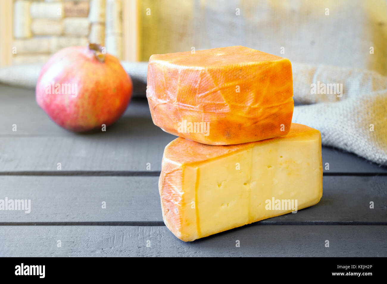 Homemade Caciotta cheese on wooden board rural style Stock Photo - Alamy