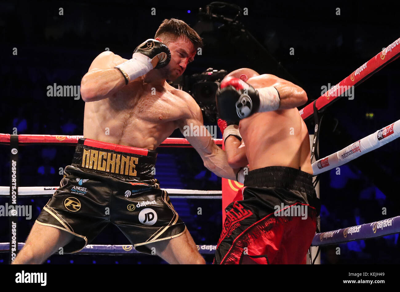 Anthony Fowler (left) in action against Laszlo Fazekas during their ...
