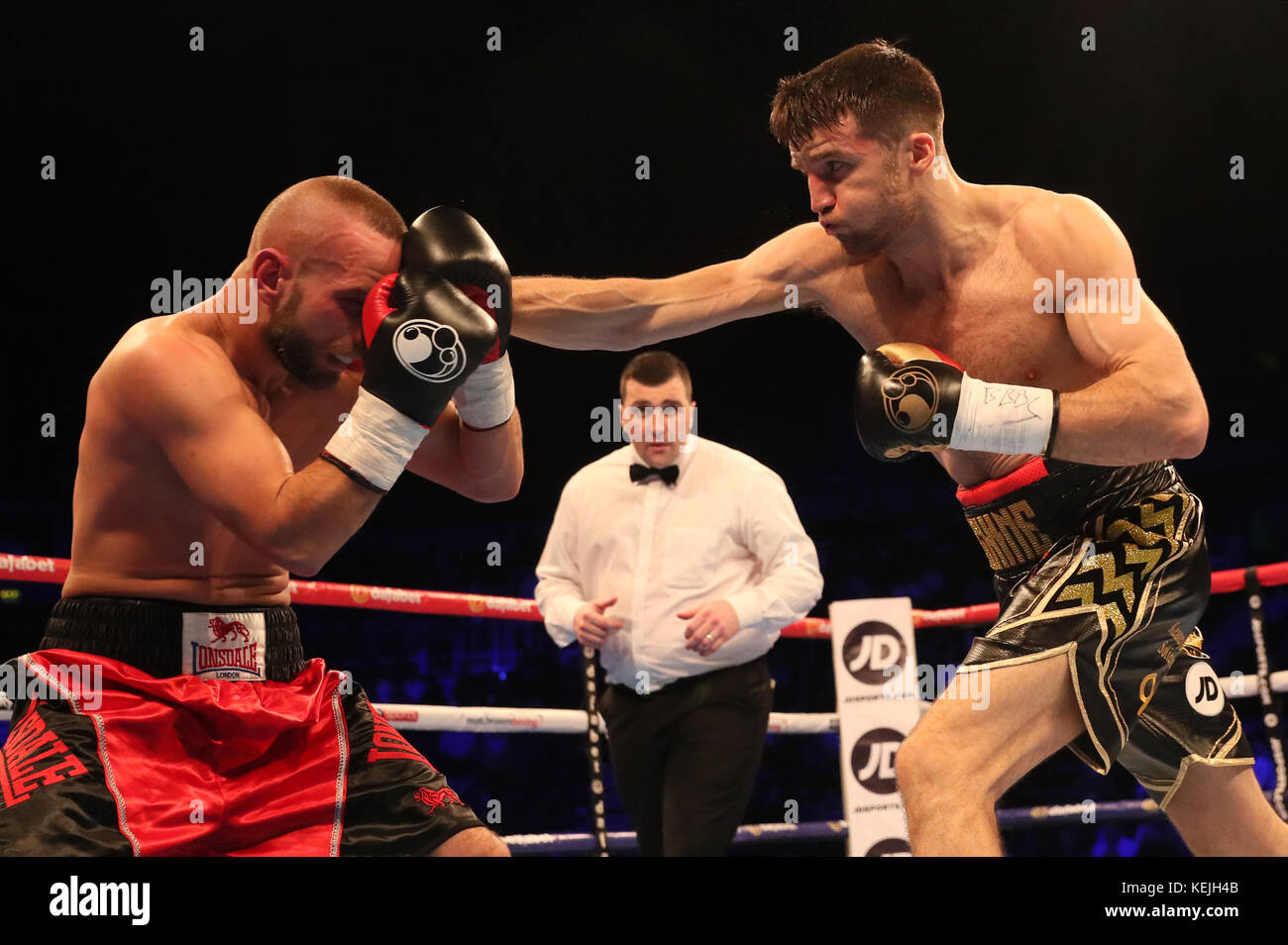 Anthony Fowler (right) in action against Laszlo Fazekas during their ...