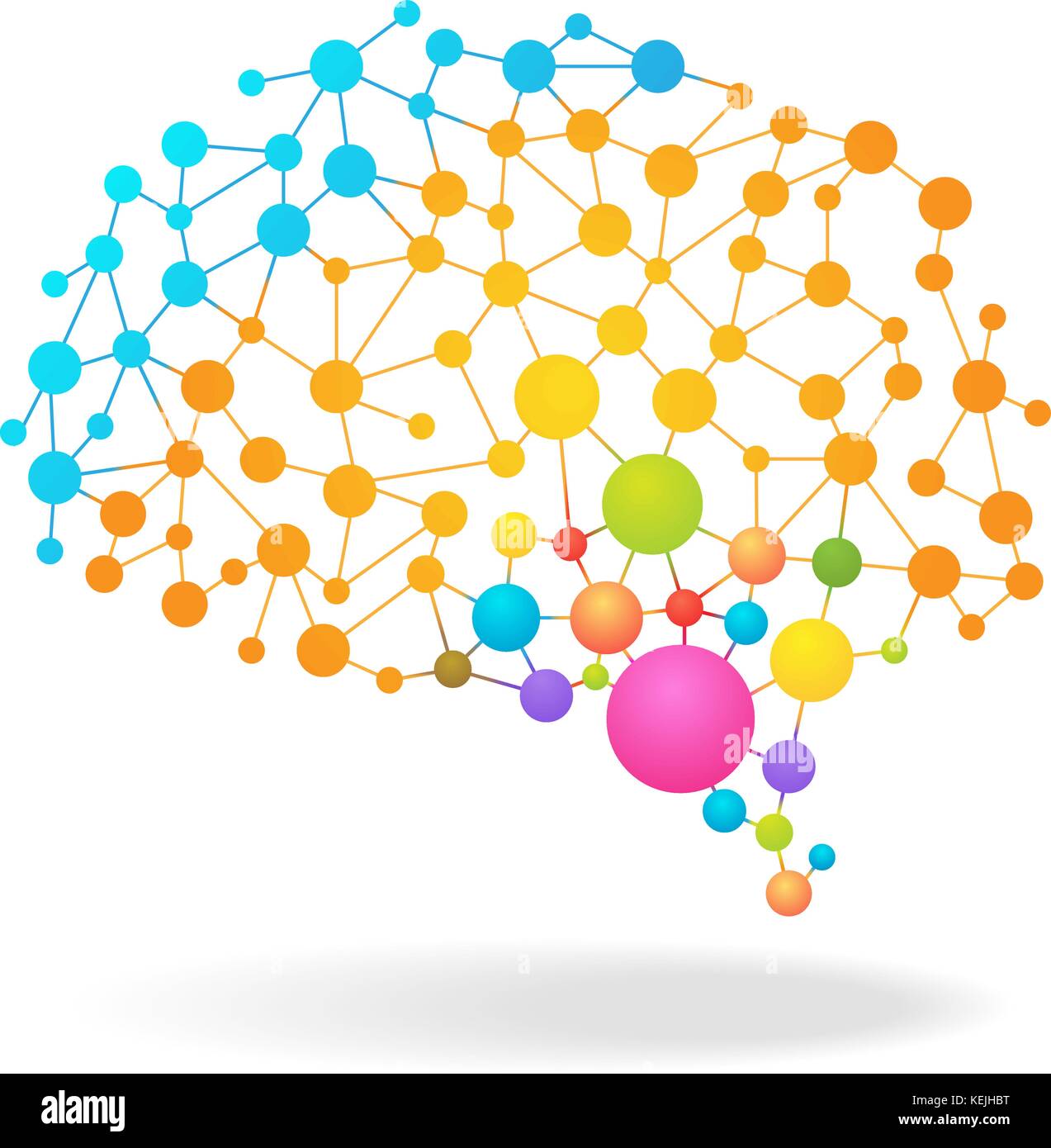 Digital concept of colorful brain mapping with dots, circles and lines ...