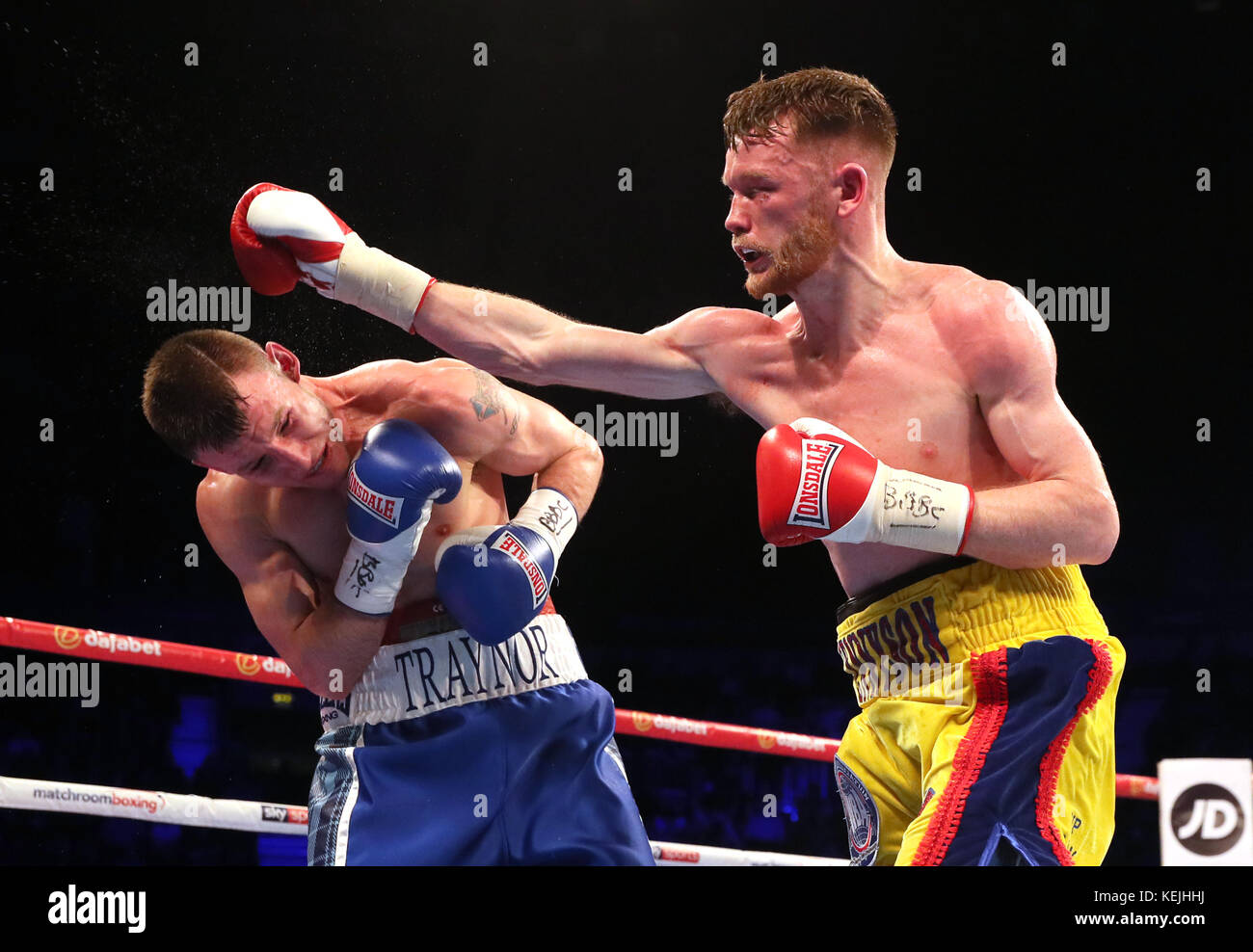 James Tennyson (right) in action against Darren Traynor during their ...