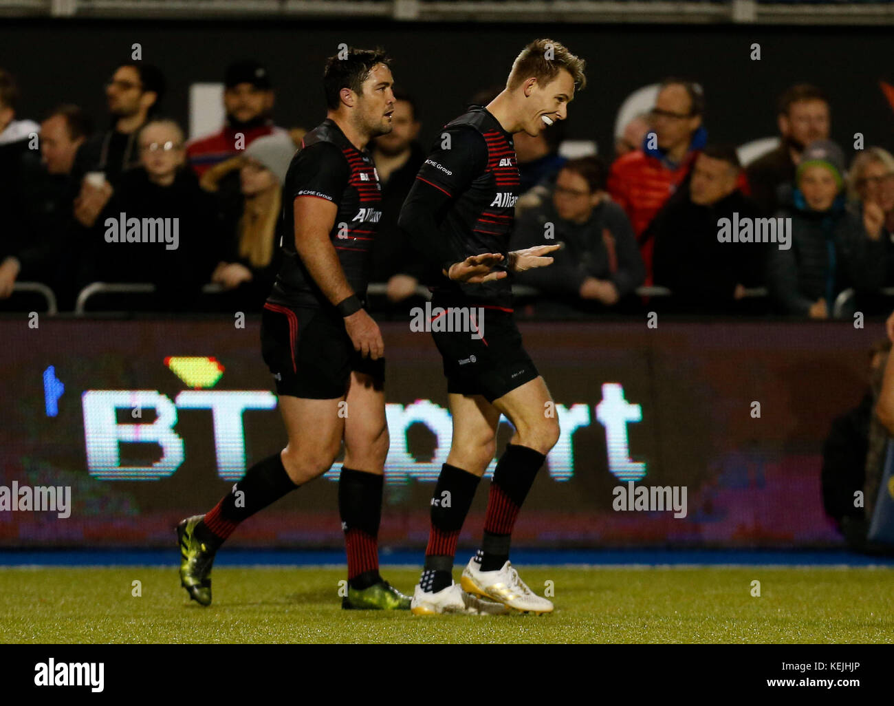 Saracens' Liam Williams celebrates scoring their fourth try during the ...