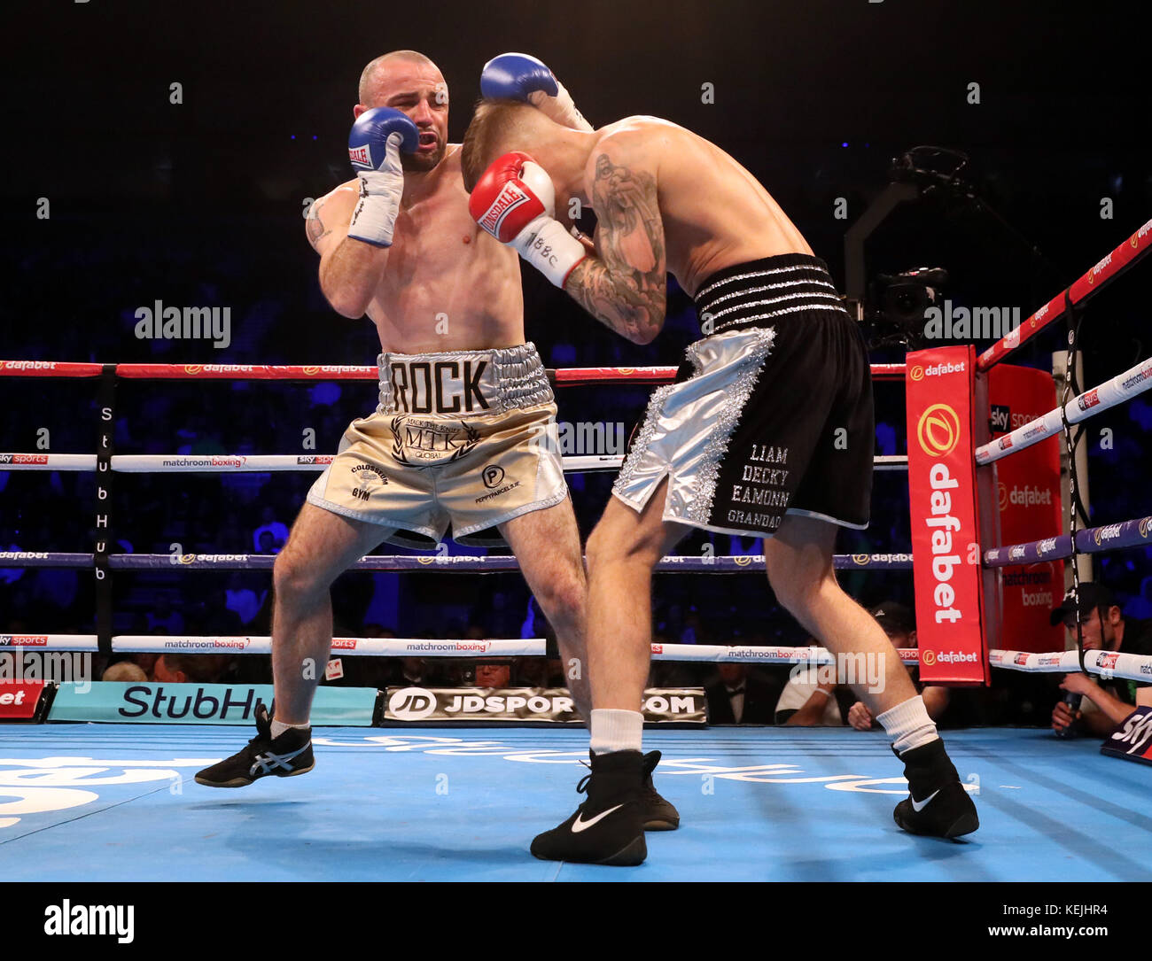 Paul Hyland Jr (right) in action against Stephen Ormond during their ...