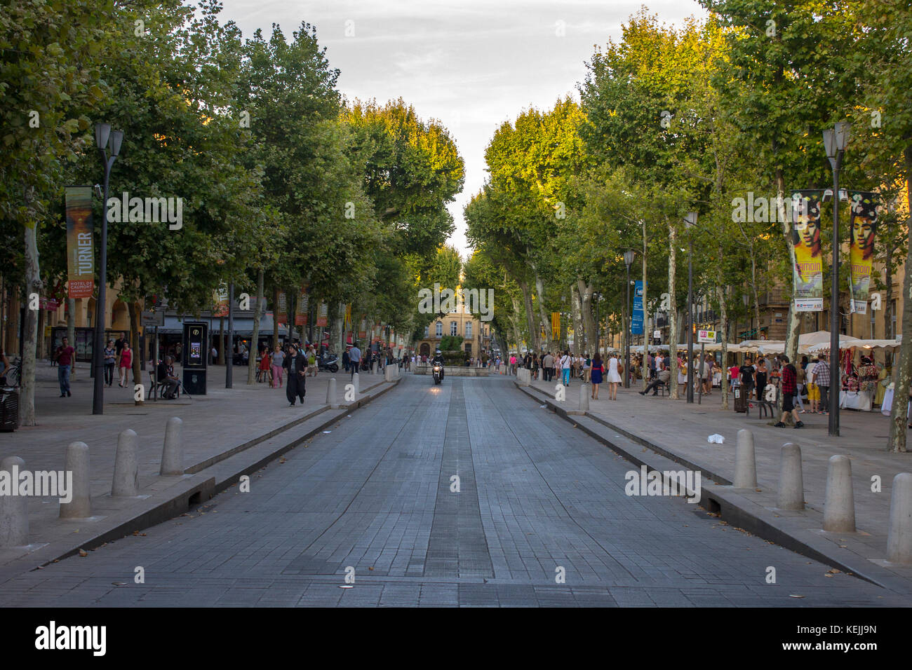 The Cours Mirabeau, a wide thoroughfare in Aix-en-Provence, France ...