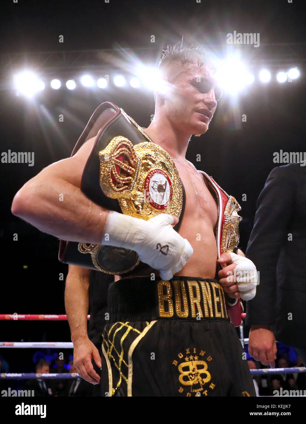 Ryan Burnett celebrates beating Zhanat Zhakiyanov after their IBF and ...