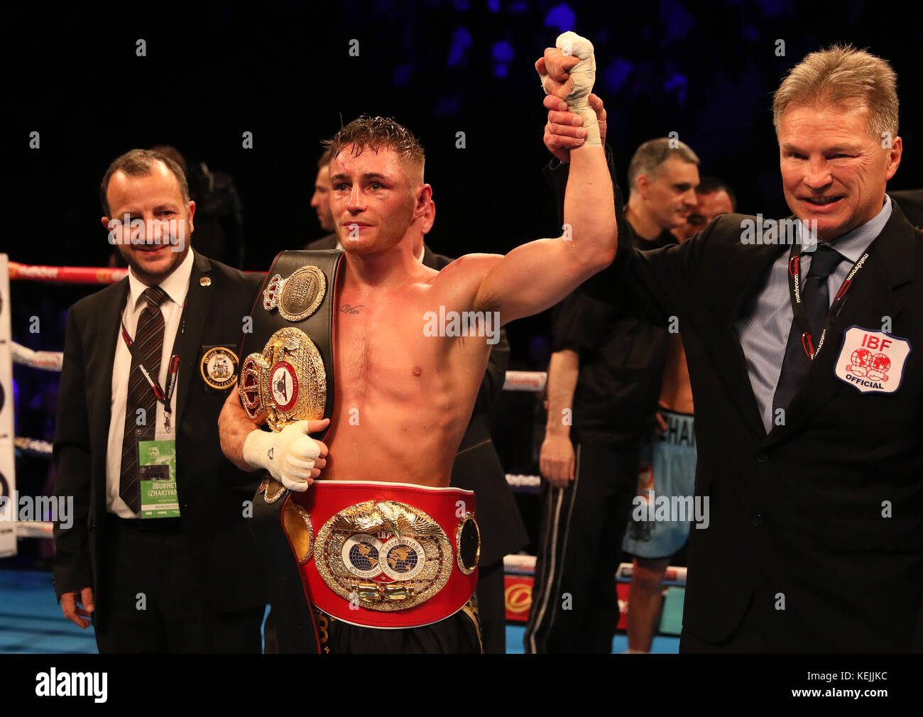 Ryan Burnett celebrates beating Zhanat Zhakiyanov after their IBF and ...