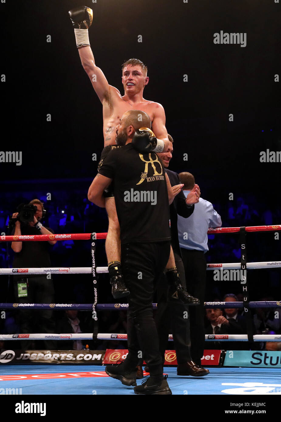 Ryan Burnett celebrates beating Zhanat Zhakiyanov after their IBF and ...