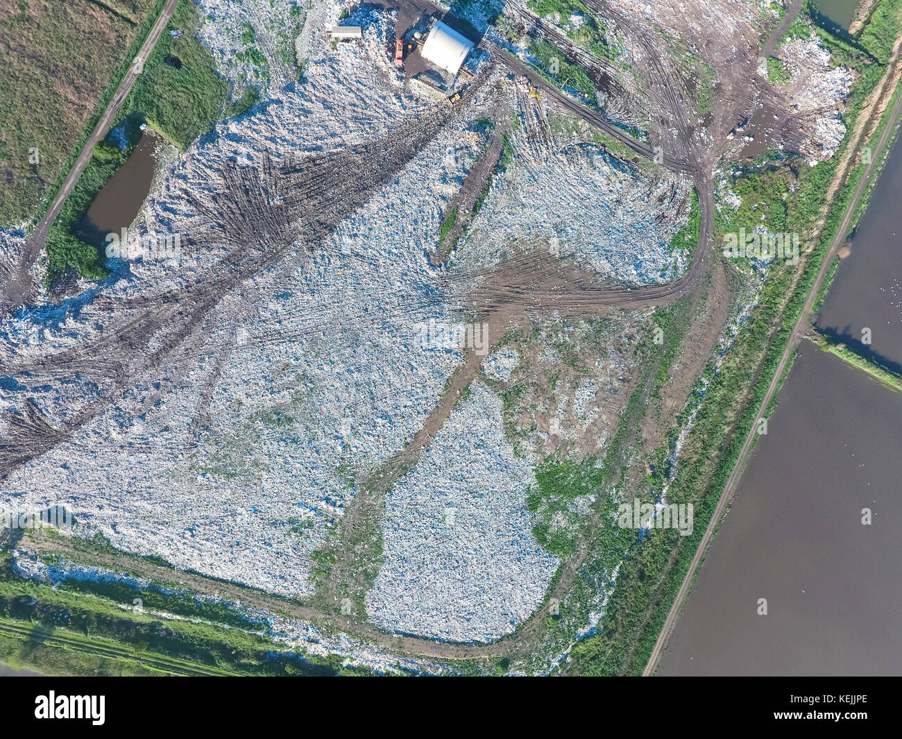 View landfill bird's-eye view. Landfill for waste storage. View from ...