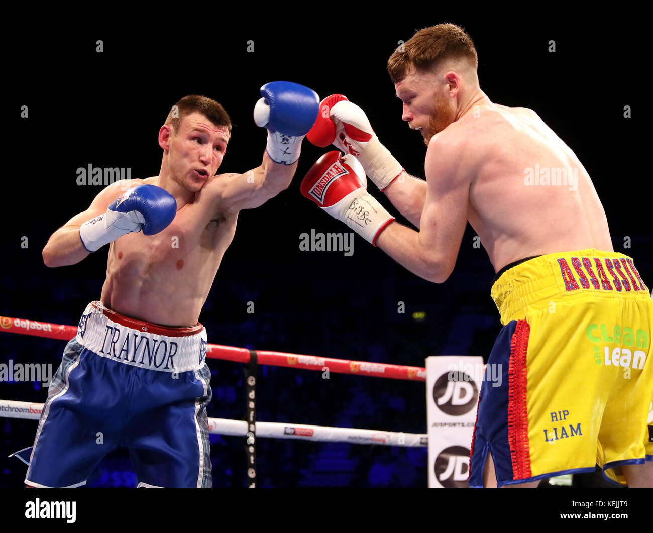 James Tennyson (right) in action against Darren Traynor during their ...