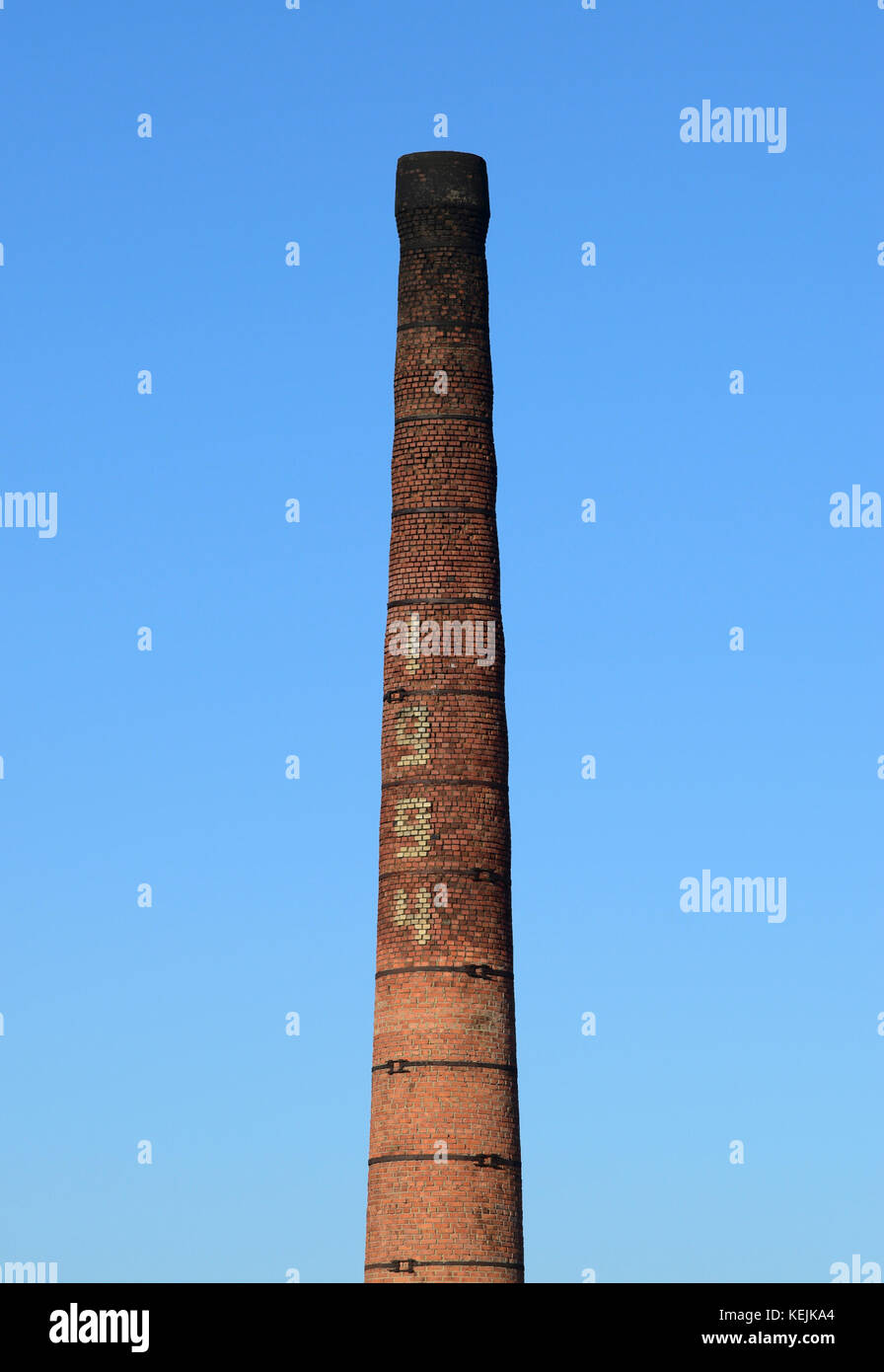 brick factory chimney. Tube for propulsion bricks in the furnace. Pipe ...
