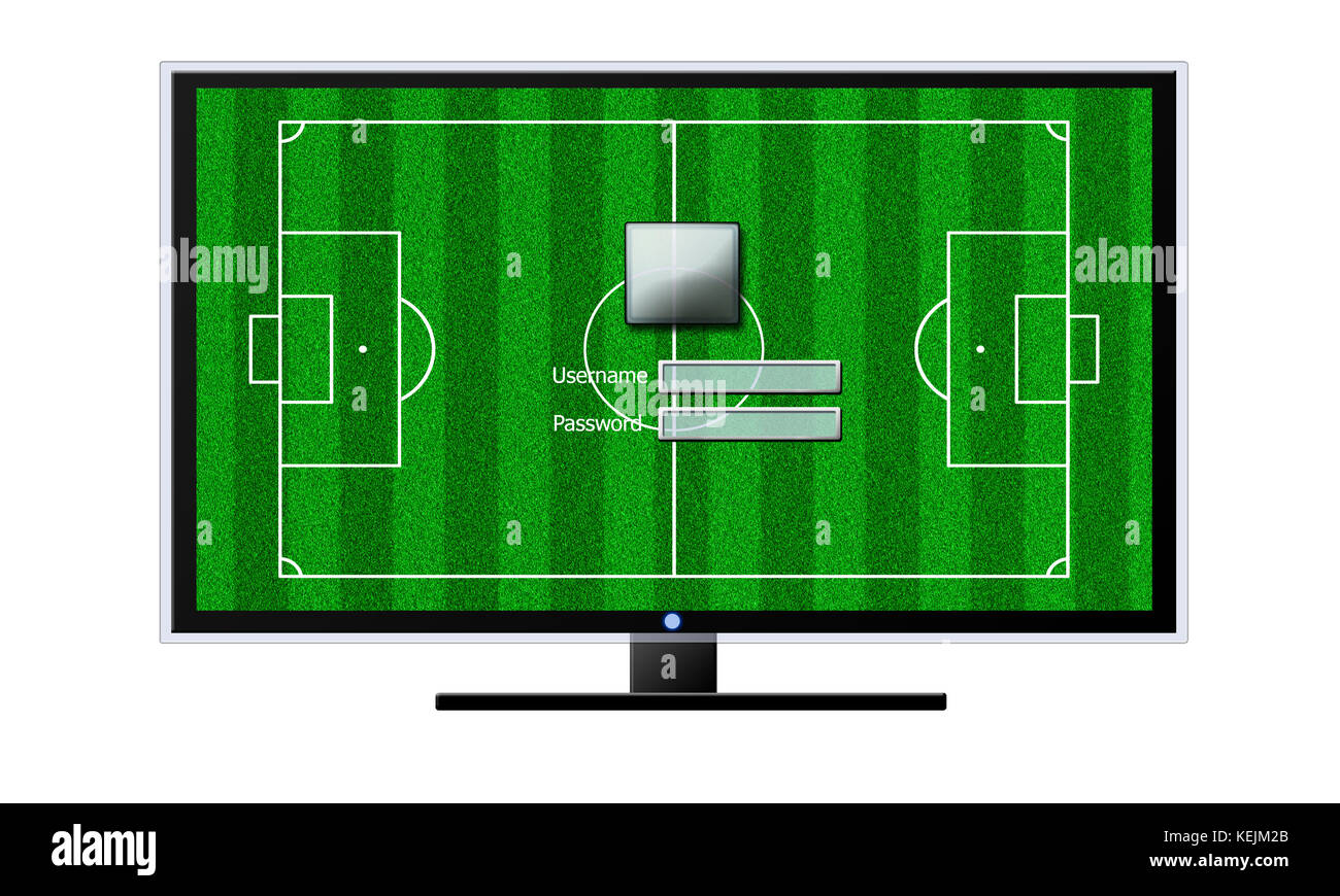 Soccer on TV concept isolated on white Stock Photo - Alamy
