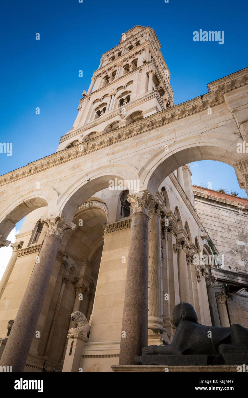 Bell tower of the Cathedral of Saint Domains within Diocletians Palace ...