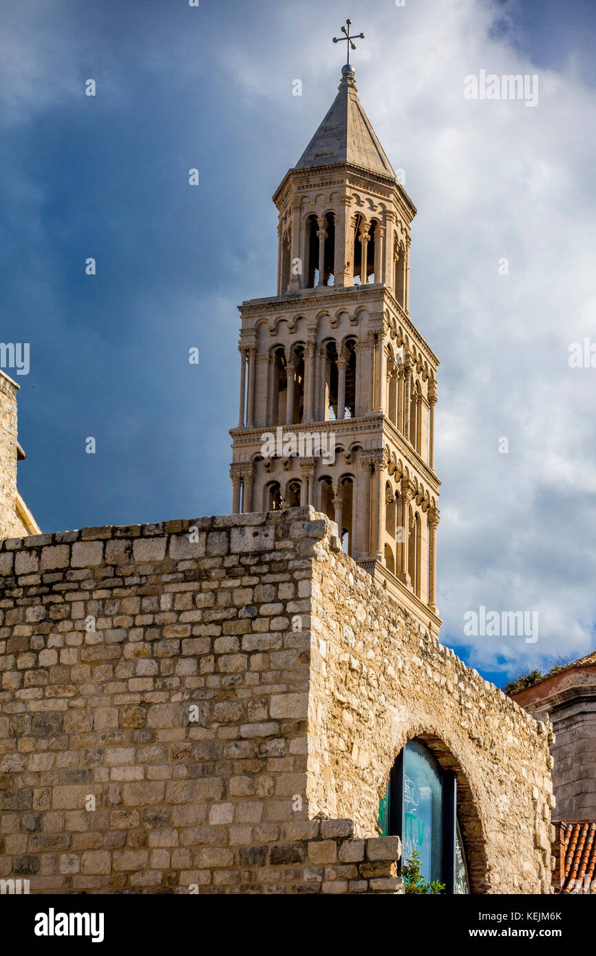 Bell tower of the Cathedral of Saint Domains in Split Stock Photo - Alamy