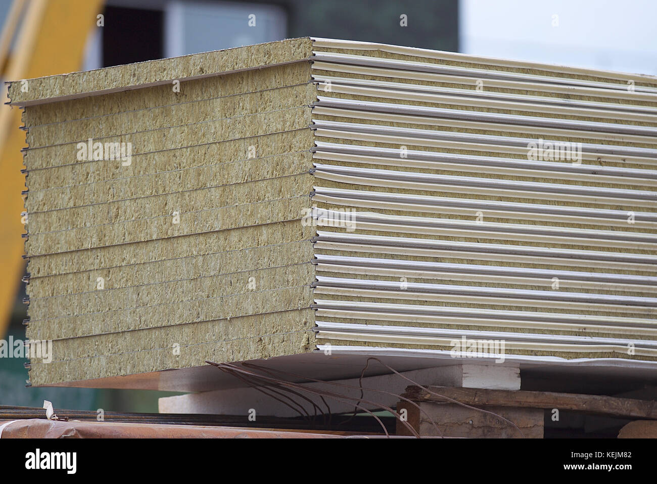 Wall panels with a heater in a pack in a warehouse, Russia Stock Photo ...