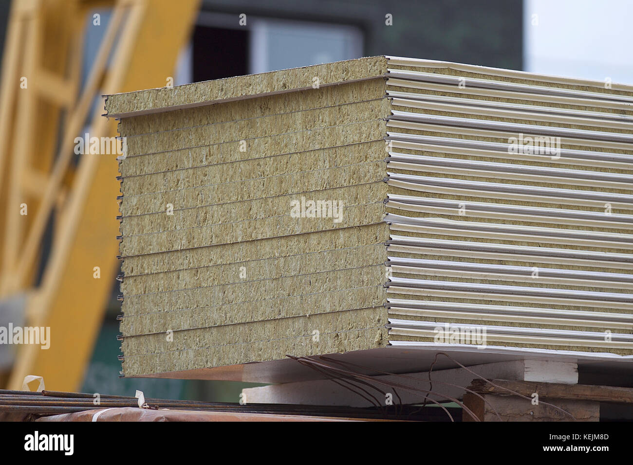 Wall panels with a heater in a pack in a warehouse, Russia Stock Photo ...