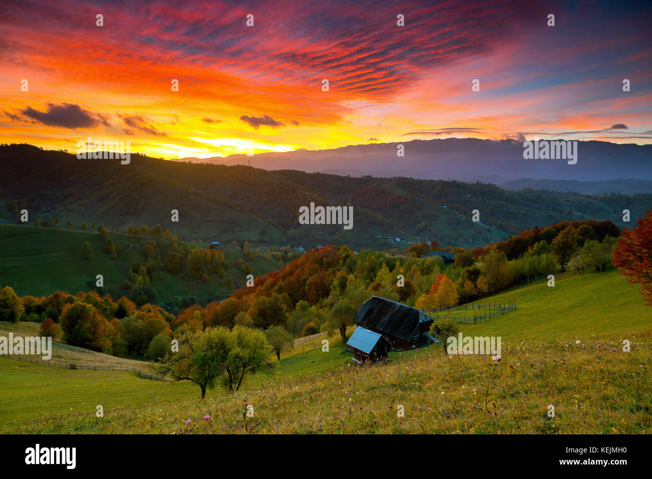 Beautiful autumn landscape in Transylvania Stock Photo - Alamy