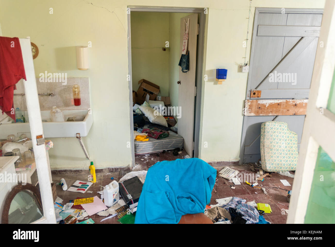 Room with door and windows in abandoned sanatorium - hospital room ...