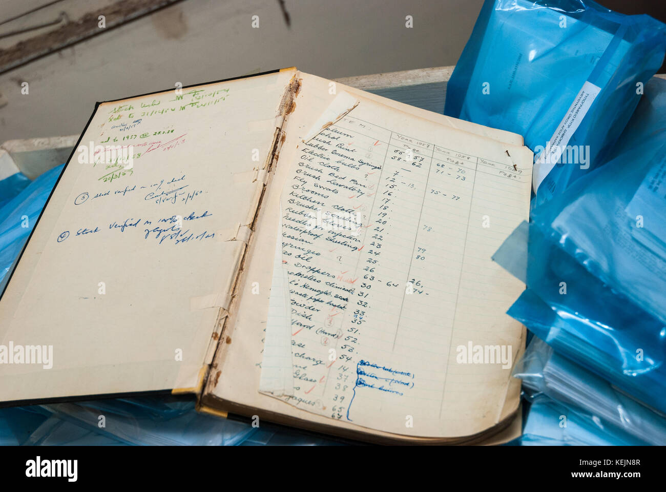 Doctor office with log books from 1957 in abandoned sanatorium ...