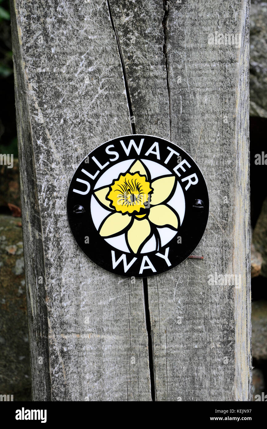 The Ullswater Way footpath sign, Aira Force Waterfall, Aira Beck ...