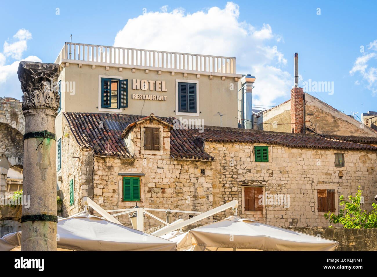 Local apartments and a hotel in the Old Town of Split, Croatia Stock ...