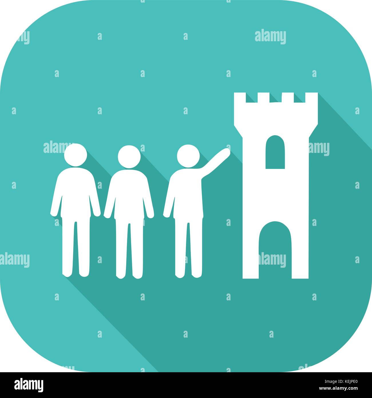 Guided tour icon: People who visit a monument with a guide Stock Vector ...