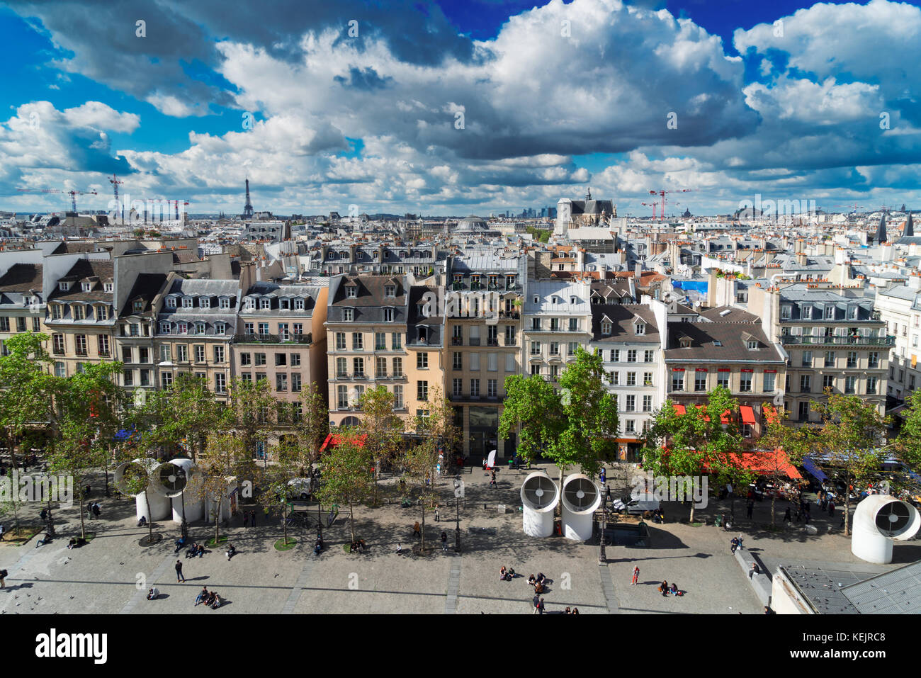Square of Georges Pompidou and cityscape of Paris France Stock Photo ...