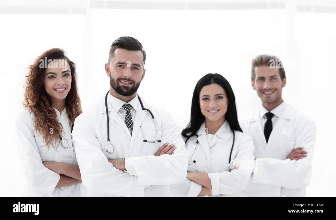Medical doctors group. Isolated on white background Stock Photo - Alamy