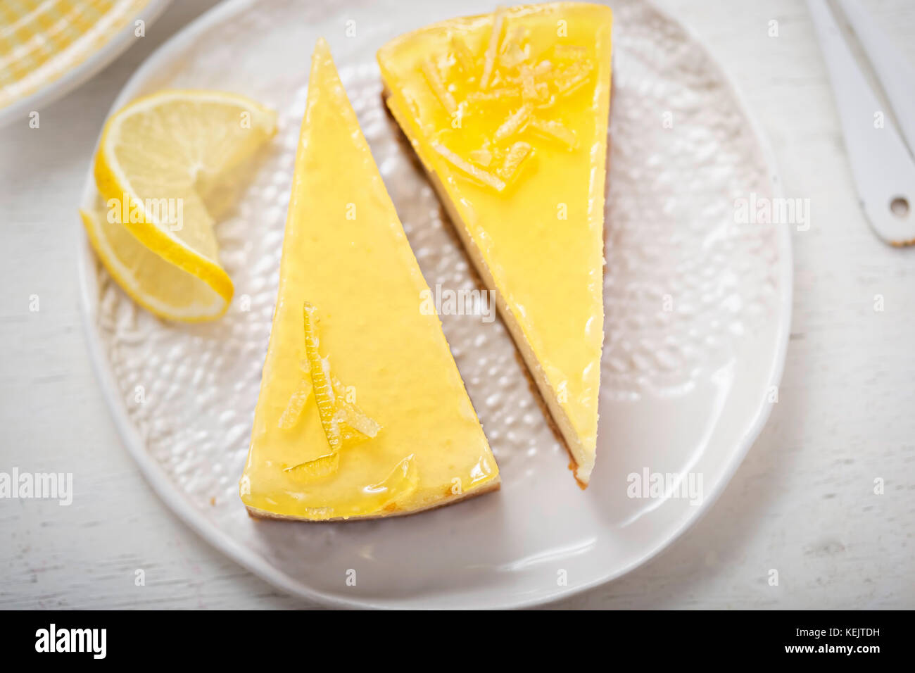 Sicilian lemon ricotta cheesecake slices Stock Photo - Alamy